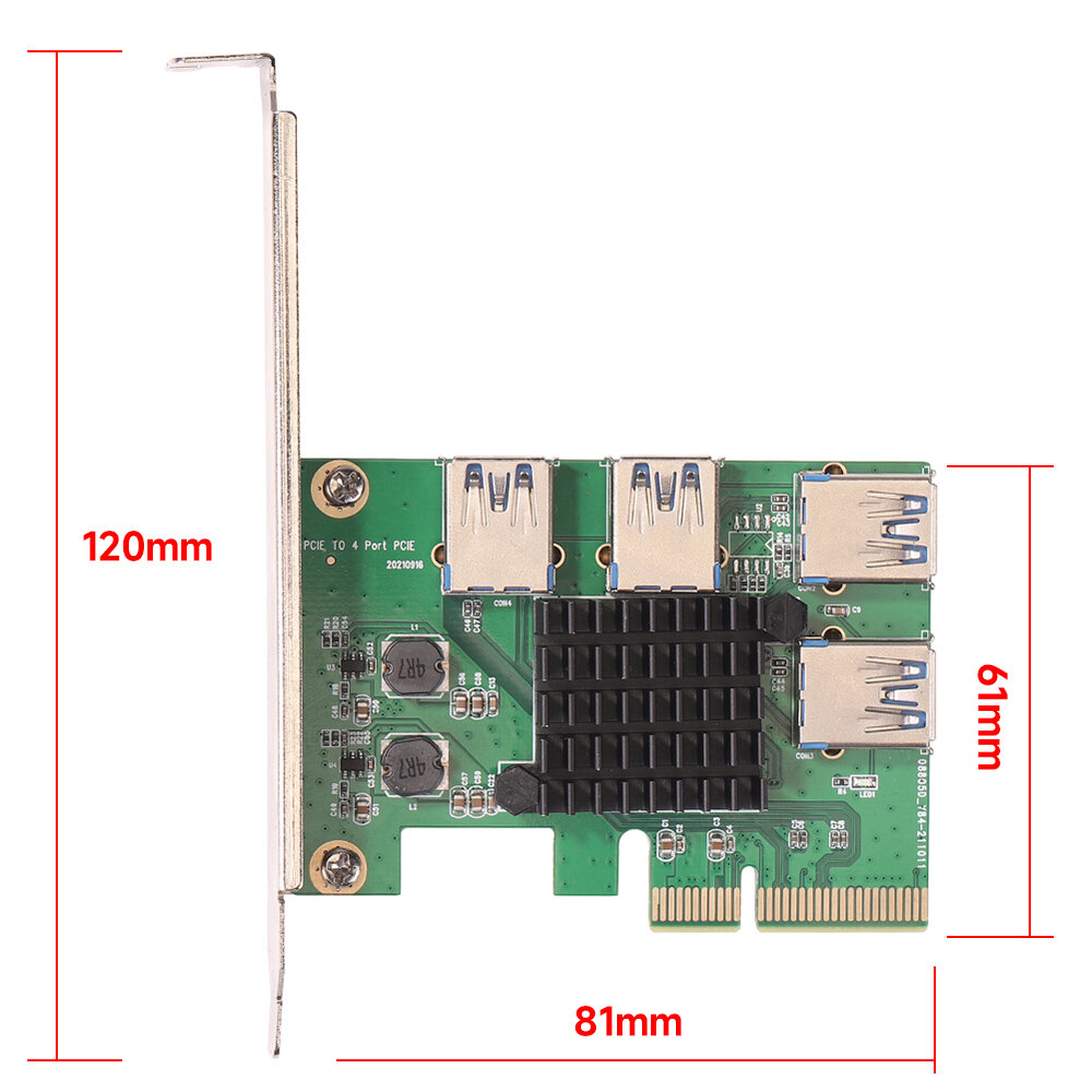 Адаптер PCI-E X4 в USB3.0 с 4 портами Удлинитель для видеокарты