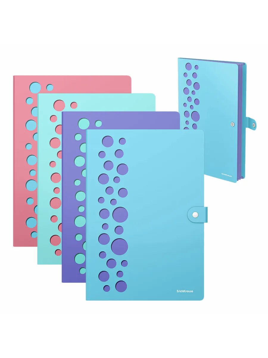 Папка-органайзер на кнопке 4 отделения, до 150 л, А4