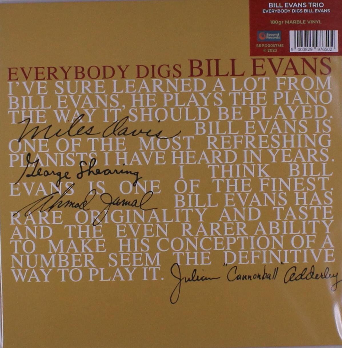 Виниловая пластинка EVANS BILL TRIO - EVERYBODY DIGS BILL EVANS ( CLEAR VINYL ,1LP)