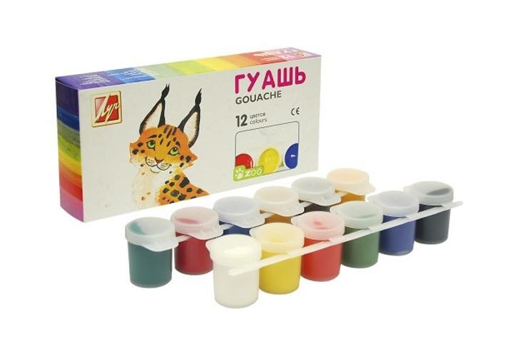 Гуашь Луч "Мини" 15 мл, блок-тара, 12 цветов (20С-1356-08)