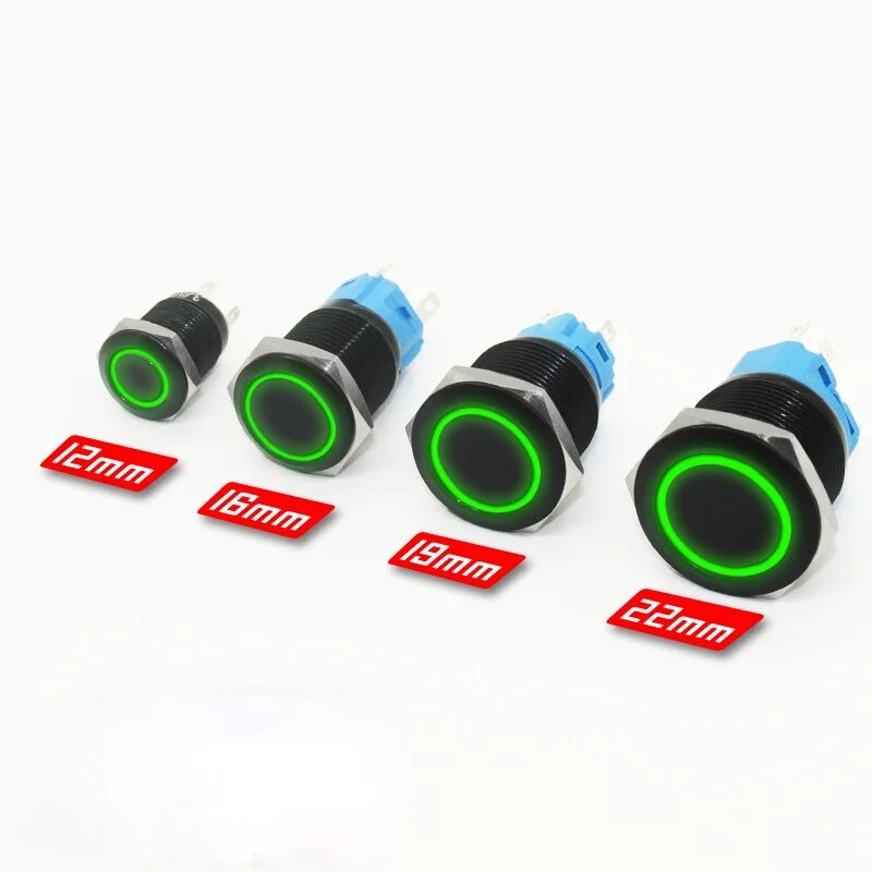 Переключатель с кнопкой 12/16/19/22 мм, в ассортименте