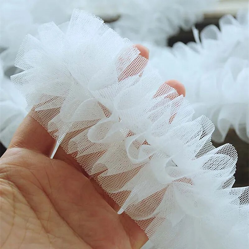 Пушистая 3D плиссированная кружевная бейка шириной 6 см, модная одежда, воротник юбки, манжеты, украшение по краю, игрушка, нагрудник для домашних животных, швейные аксессуары, ткань