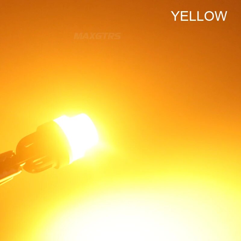 2x T10 194 168 светодиодная лампа w5w 3020 Чип Автомобильные габаритные огни DRL для чтения Желтый