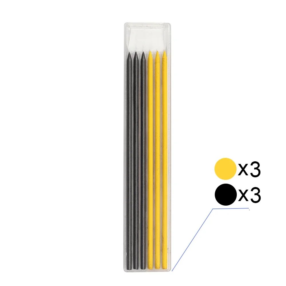 Механические карандаши плотницкие с точилкой Желтый, Black Yellow refills
