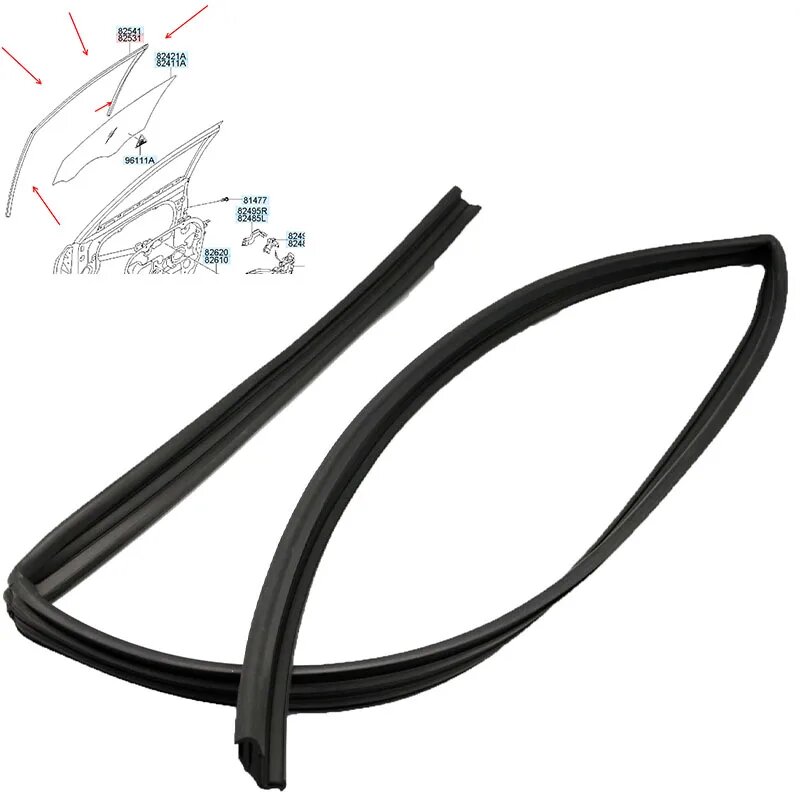 Для KIA SPORTAGE 2005-2010 825300 Z000 Рабочая передняя дверь, оконное стекло, левая грязевая канавка, подъемная направляющая, уплотнительная лента Left front