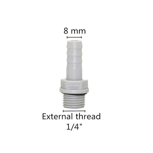 1 шт, пластиковый штуцер для шланга 6 мм, 8 мм, 10 мм, 12 мм, Хвостовик с зазубринами 1/4 дюйма, коннектор с наружной резьбой BSP, соединительная муфта, адаптер, фитинги для труб