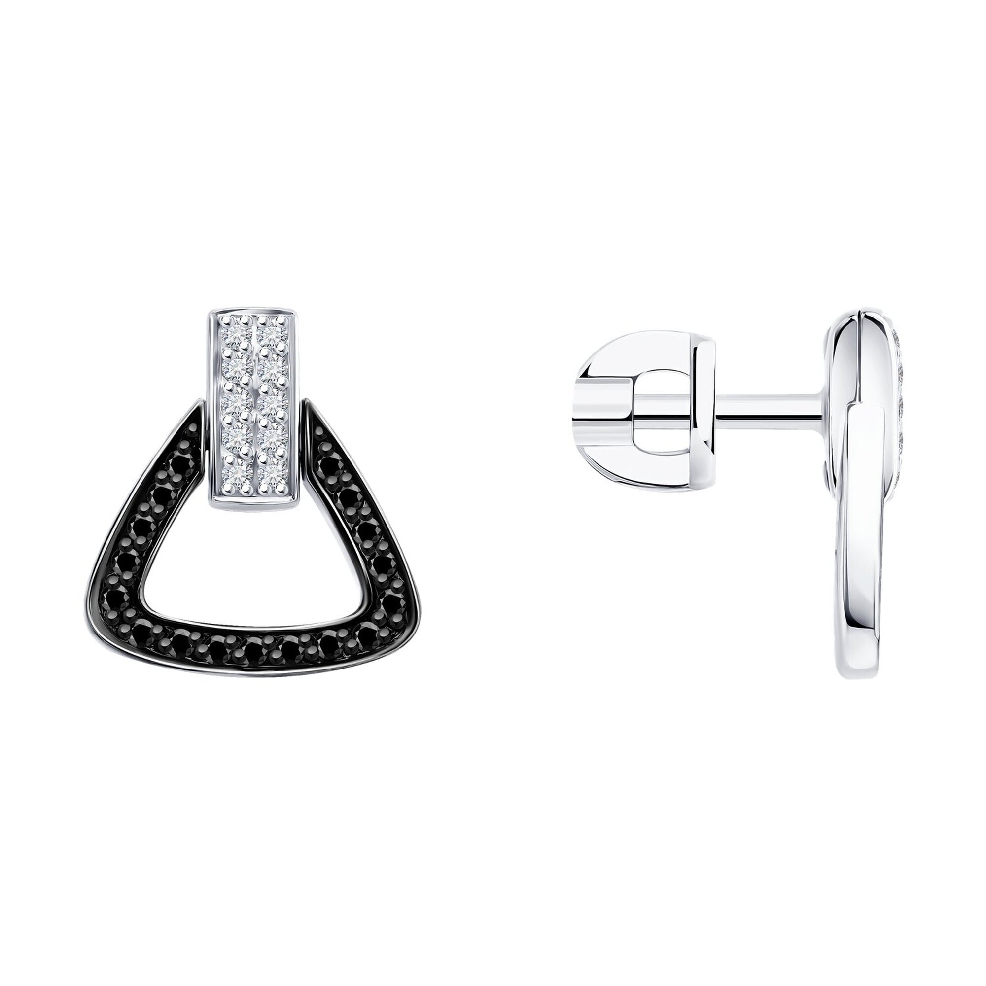 Серьги пусеты, белое золото, 585 проба, бриллиант