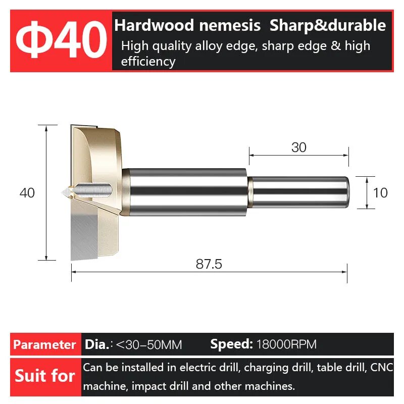 Tideway набор сверл Форстнера для дерева 3-50 мм 40mm