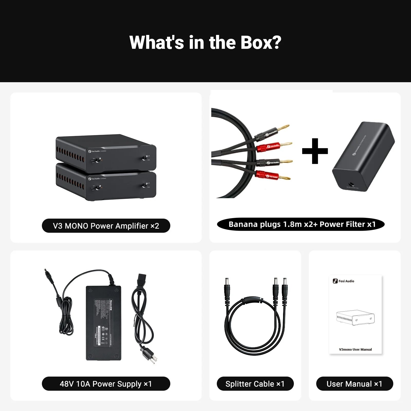 Fosi Audio V3 моно усилитель мощности 240 Вт 48V 10A PF W BP