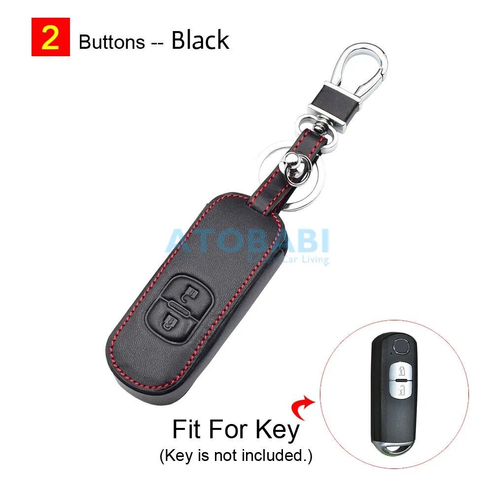 Чехол для автомобильного ключа ATOBABI, кожаный, для Mazda 3, 6, CX5, CX-5, CX7, CX-7, Demio, черный