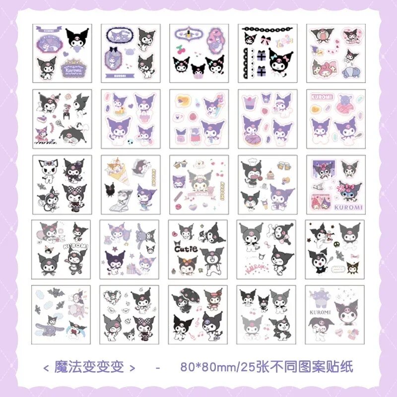 25 шт. прозрачные Sanrio Melody Kuromi Cinnamoroll Hello Kitty детские наклейки «сделай сам»