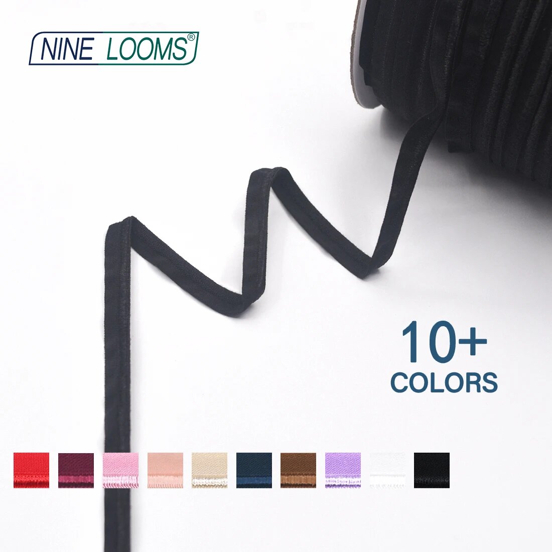 Резинка NINE LOOMS черная, 10 мм, 5 ярдов