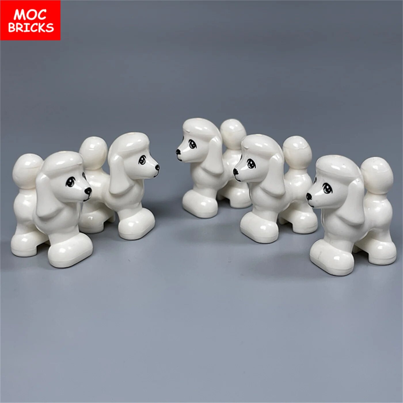 MOC BRICKS маленькие собачки пудель, белый, NO.1
