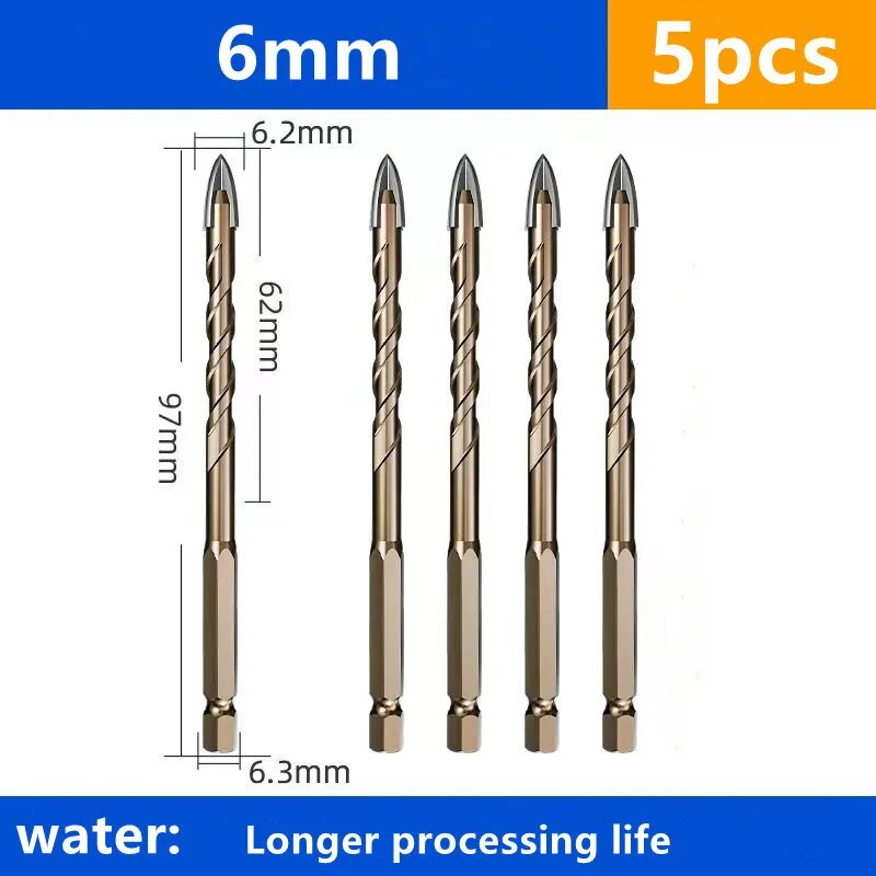 Сверло для кирпича и бетона, используемое для стекла, керамической плитки, пластика, дерева, твердого каменного сплава, инструмент для сверления стен с шестигранной ручкой
