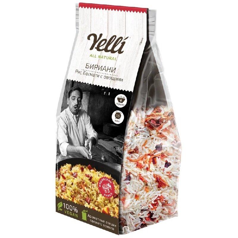 Рис YELLI басмати с овощами Бириани 250г