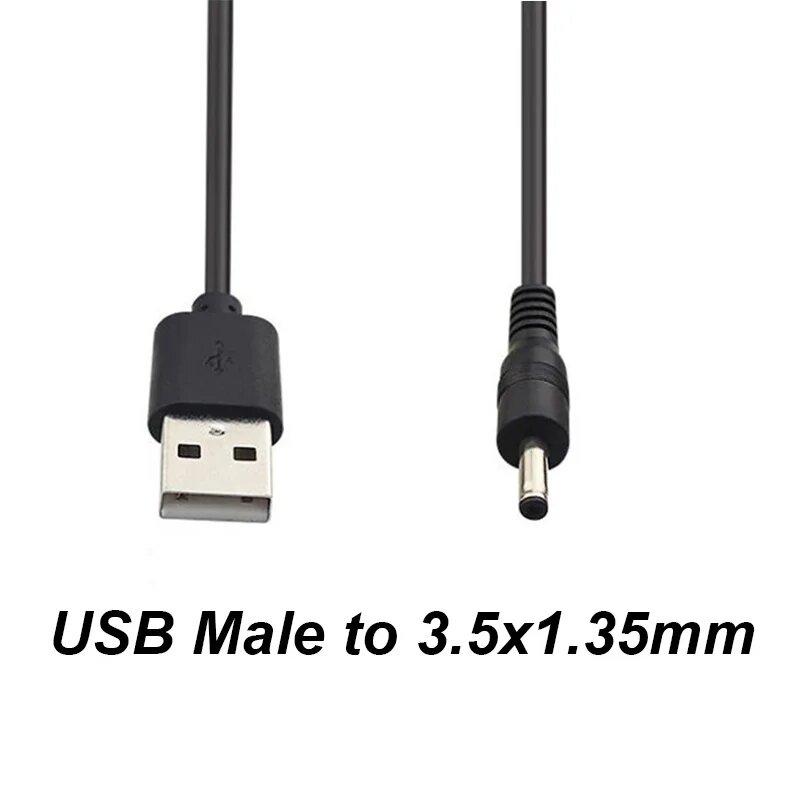 Кабель USB на DC 22AWG 3A 5V 0.5/1/2 м черный 1M, 3.5mmx1.35mm