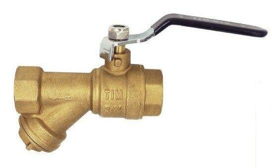 Кран шар с фильтром 3/4" ручка механич. очистки TIM BL7801A
