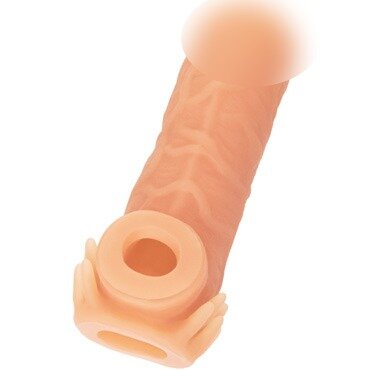 74836 Kokos Nude Sleeve NS.005 L, телесная. Насадка реалистик с усиками, с подхватом мошонки и открытой головкой