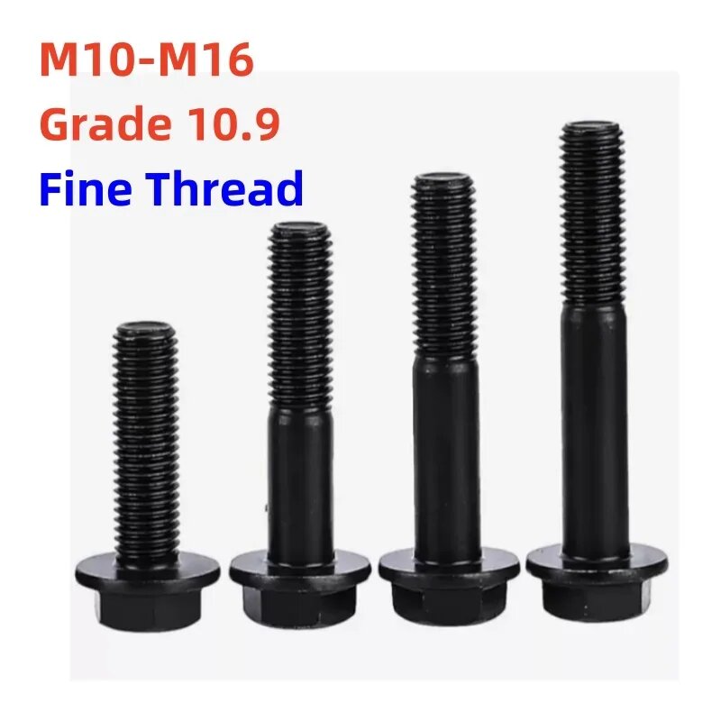 Черные винты с шестигранной головкой M10 M12 M14 M16 M10-1pcs(Pitch1.25), 120mm(Half Thread)