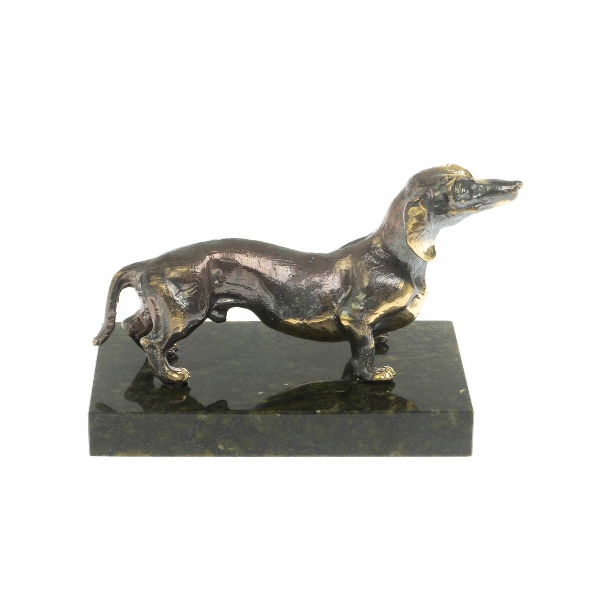 Статуэтка из бронзы "Такса" на змеевике 128895