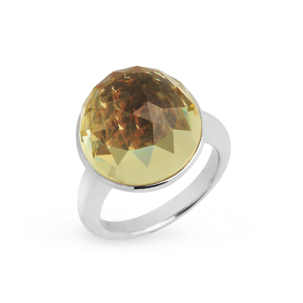 Перстень bliss by DAMIANI, серебро, 925 проба, родирование, бриллиант, цитрин
