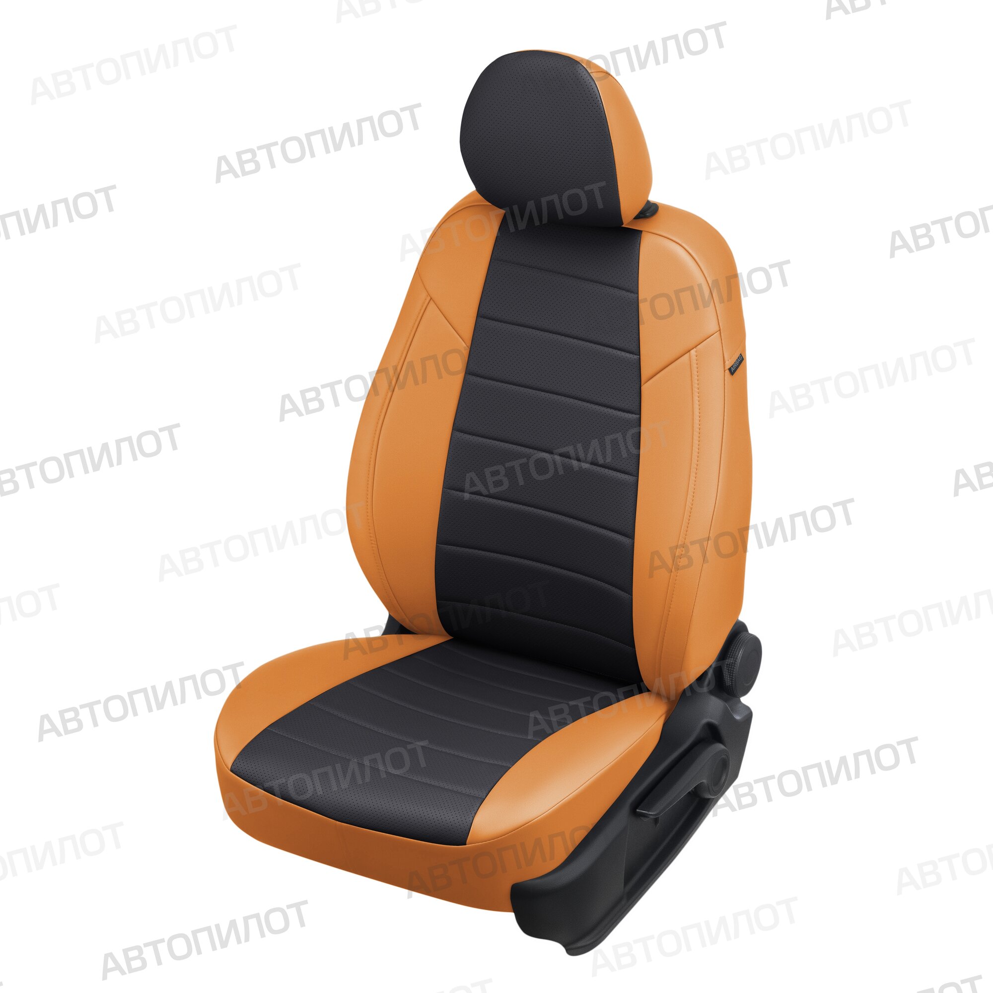 Авточехлы Экокожа LADA Granta Sd/Hb / Kalina Cross / Datsun on-Do / mi-Do (40/60) раздельная спинка Оранжевый + Черный