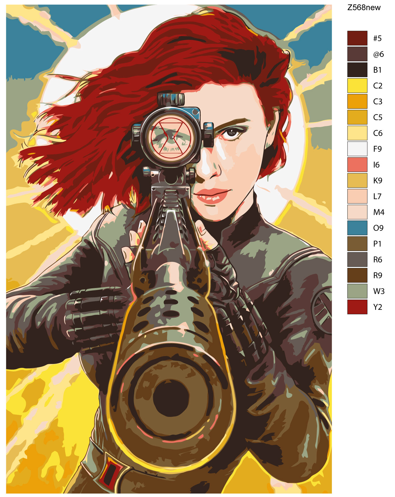 Карина по номерам Z-568 "Скарлетт Йоханссон. Черная вдова" 40x60