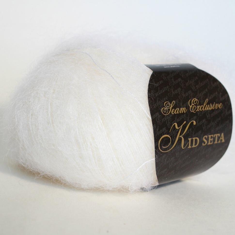 Пряжа Kid Seta Seam цвет 06001, 10шт*(210м/25г), 72% кид мохер 28% малберри шёлк