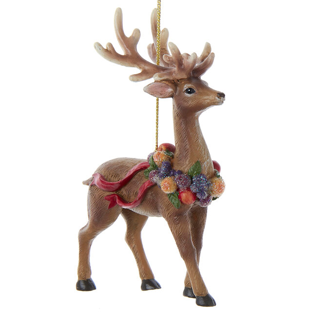 Елочная игрушка Олень Теодор с фруктовым венком 13 см, подвеска, Kurts Adler, E0926-1