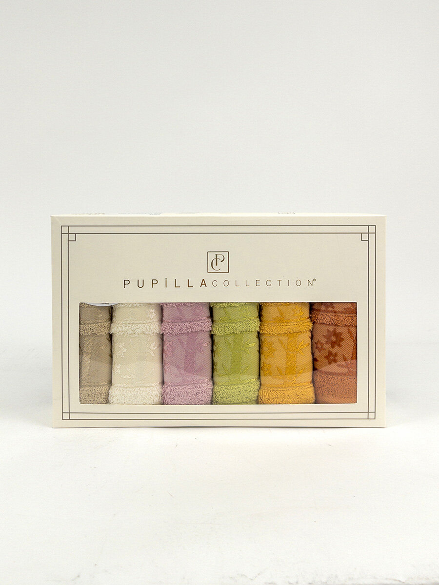 Подарочный набор полотенец-салфеток 6 шт. Pupilla ELIT V2, махра, 100% бамбук, 30х50 см