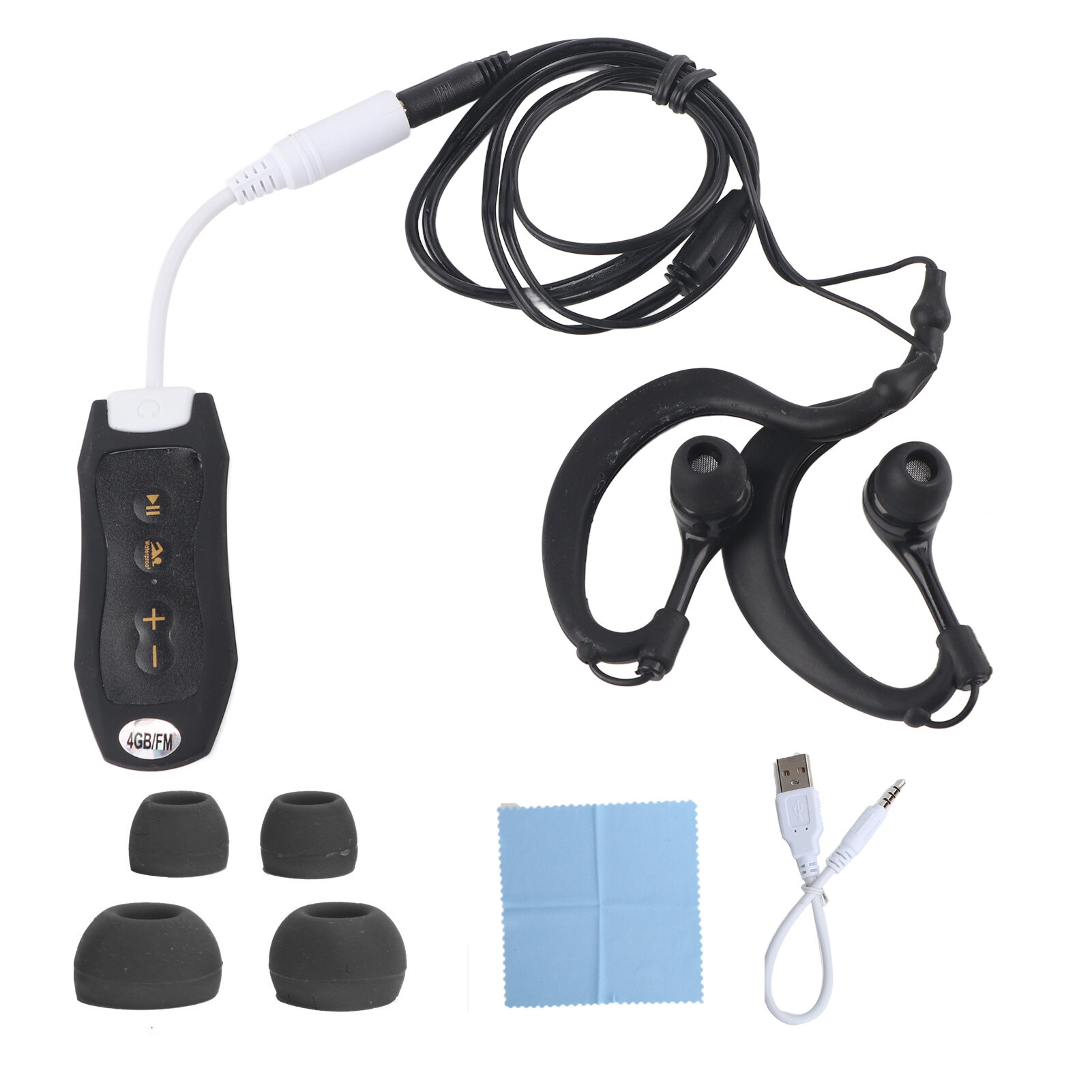 Водонепроницаемый FM-плеер емкостью 4 ГБ IPX8, портативный MP3-плеер для дайвинга и спорта с наушниками и зажимом, компактный дизайн для плавания, бега, езды на велосипеде