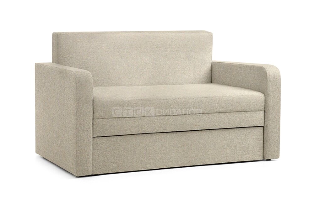 Диван Сток Диванов Соло Sand бежевый 145 см, механизм выкатной, с ящиком для хранения