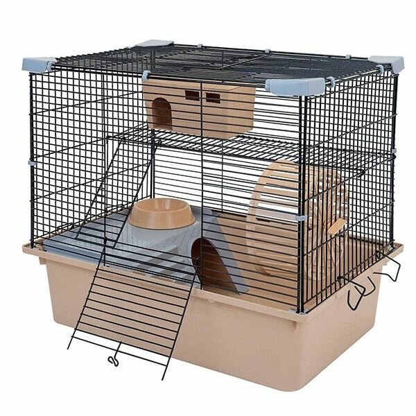 Клетка для грызунов Дарэлл "Eco", Рикки, 2 этажа, разборная, 42х30х40 см, бежево-черная