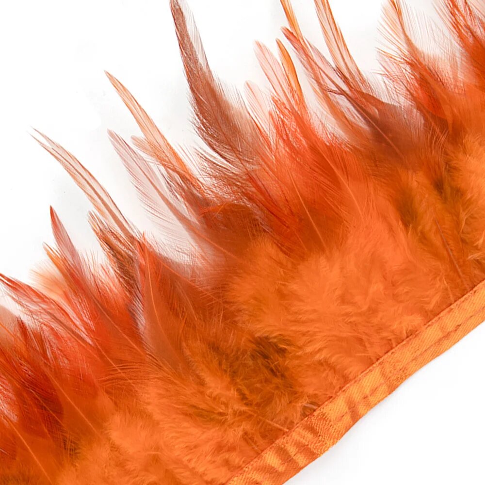 Лента из перьев петуха 1 метр Оранжевый, Orange
