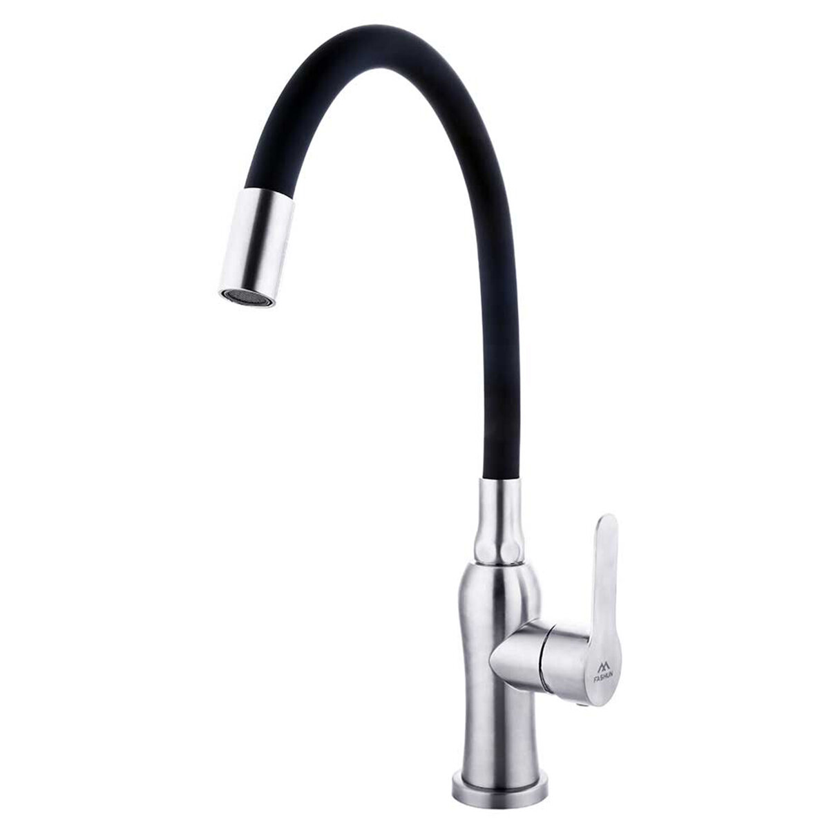 Смеситель для кухни Fashun A54801-7, с гибким изливом, сатин/черный