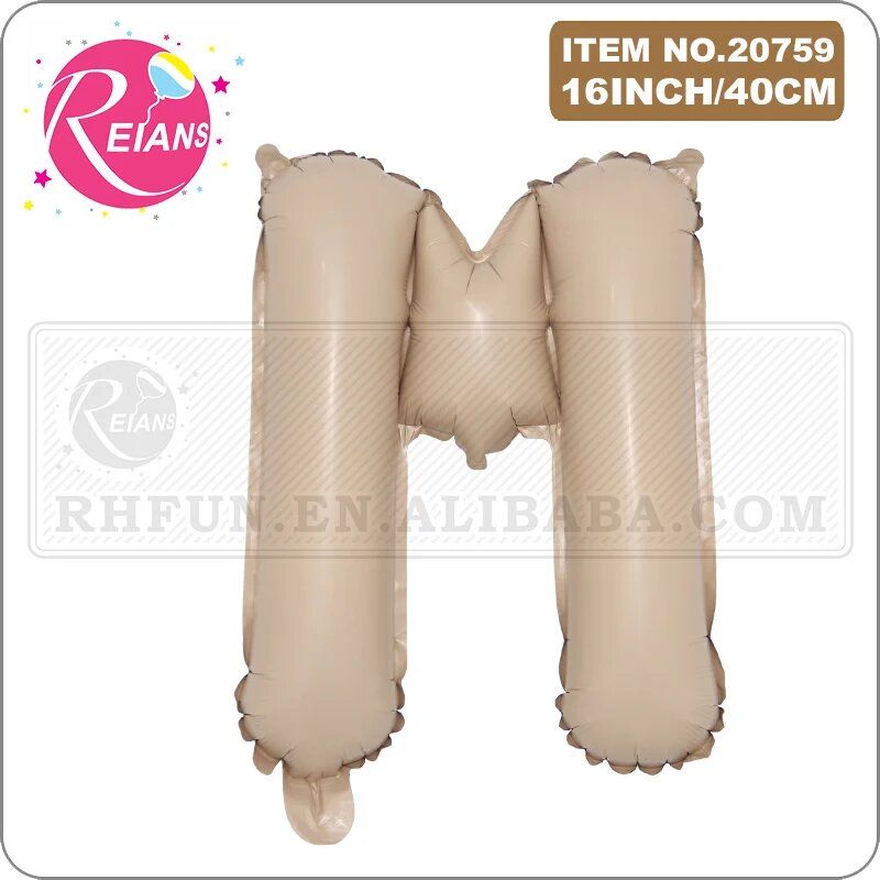Карамельный фольгированный шар 16 дюймов с буквами и цифрами Бежевый, 20759 16IN Caramel M, 16 дюймов
