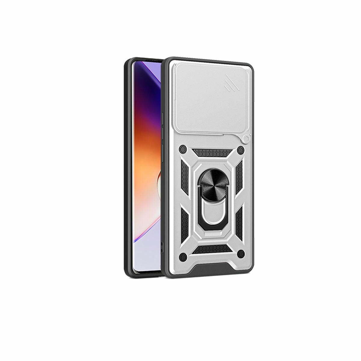 Чехол с кольцом Bumper Case для Xiaomi 14T Pro серебряный