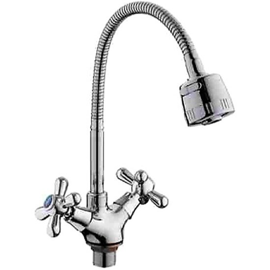 Смеситель для кухни D-lin с поворотным гибким изливом D153819-T, хром