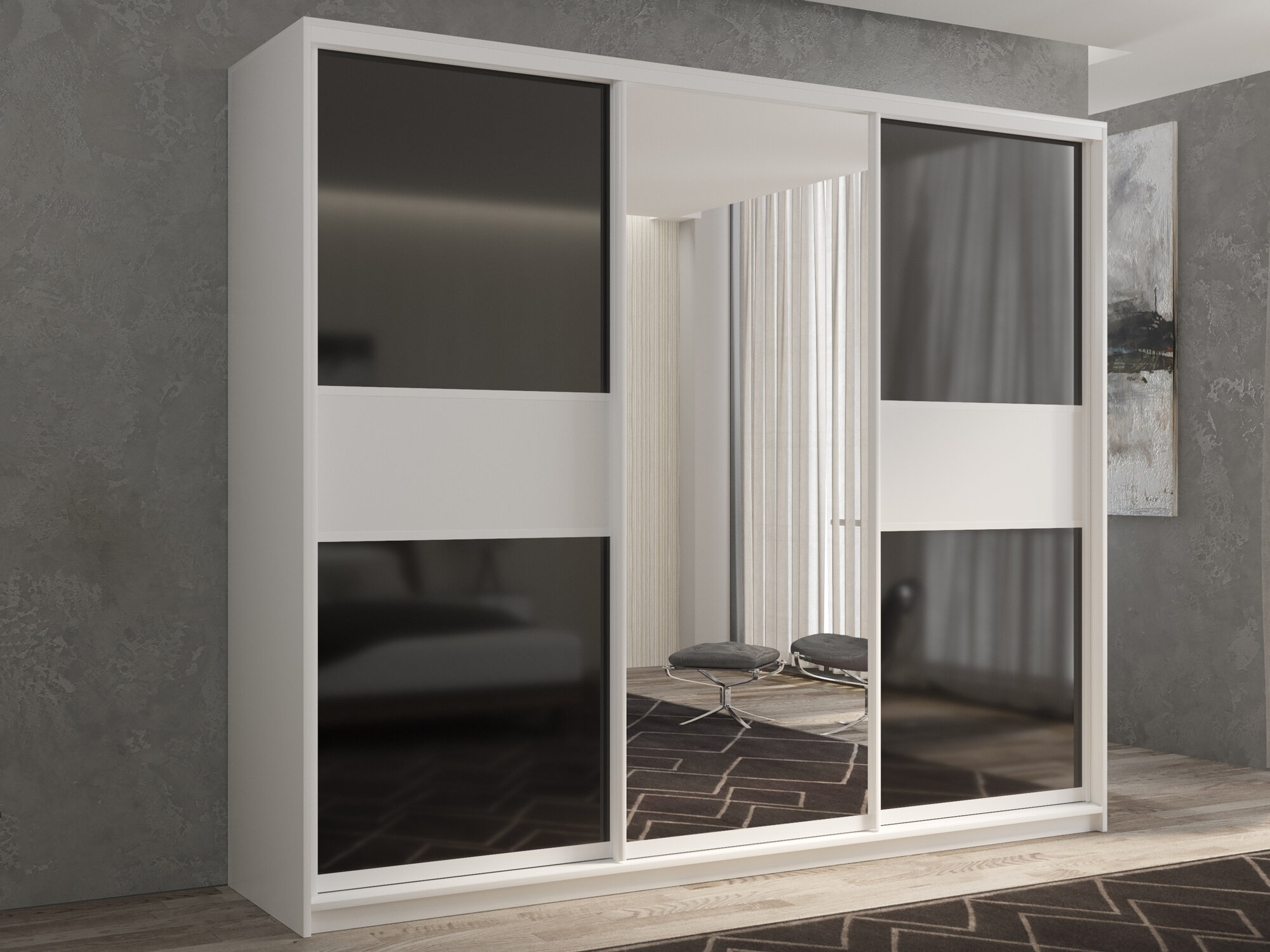 Шкаф-купе белый для спальни и прихожей