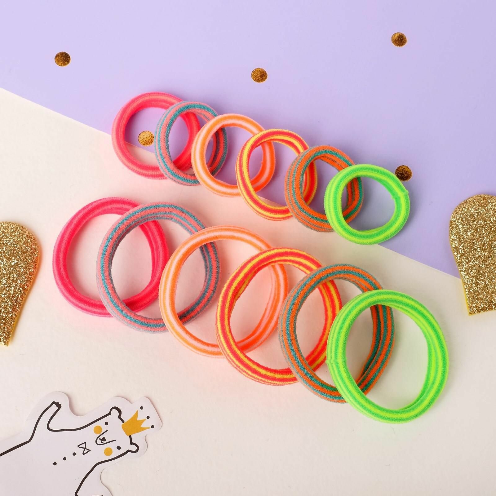 Резинка для волос (набор 24 шт) полосы мята, 2 и 3 см