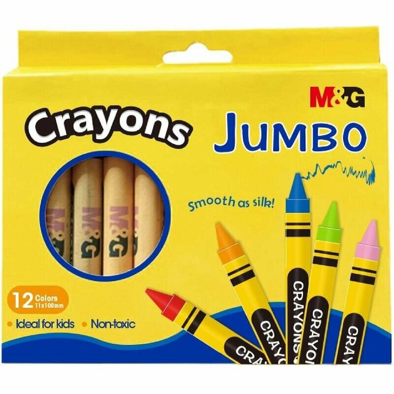 Мелки восковые M&G трехгранные 12 цветов, 1785609