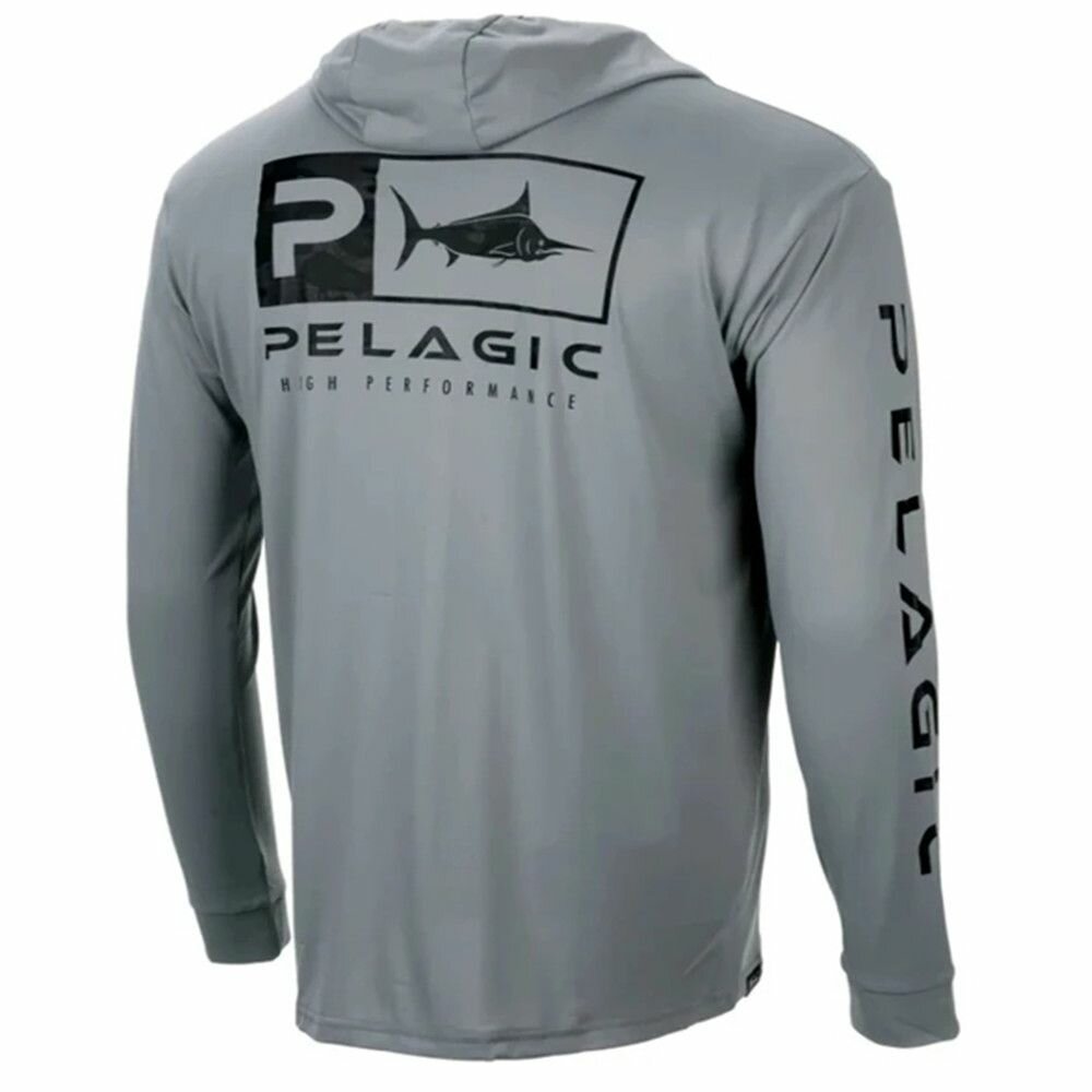 Pelagic Джерси мужская для рыбалки с капюшоном с принтом Точки, рыболовный лонгслив летний солнцезащитный