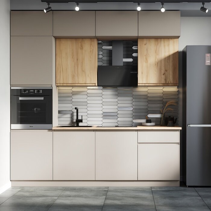 Кухонный гарнитур в потолок «Виктория», 2400 мм, цвет кашемир/дуб крафт