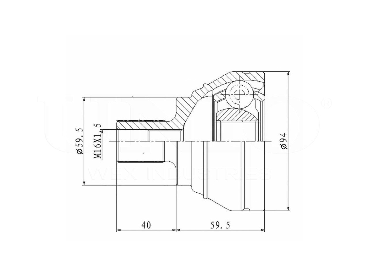 UNIO CVJ-20205 (2Q0498099M / 5M0498099 / 5M0498099A) шрус внешний VW Passat (Пассат) b6, b7 09-, Golf (Гольф) vi-vIIi 08-, Skoda
