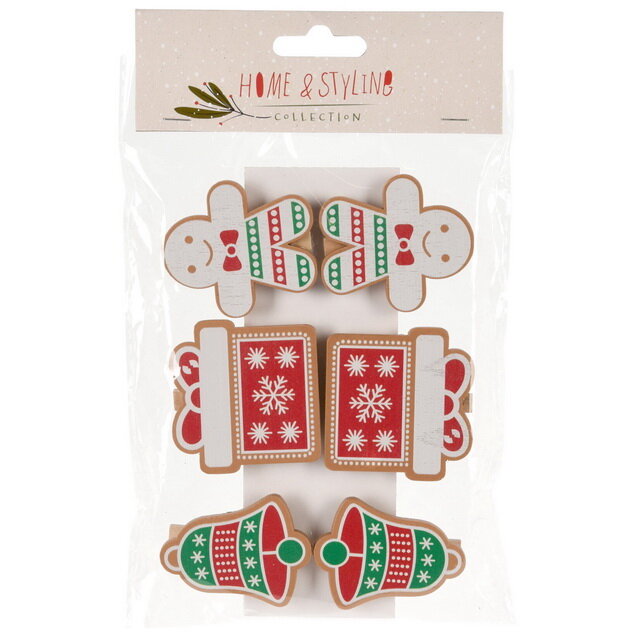 Декоративные прищепки Merry Bells 5 см, 6 шт, Koopman (Купман), DH8070220-3