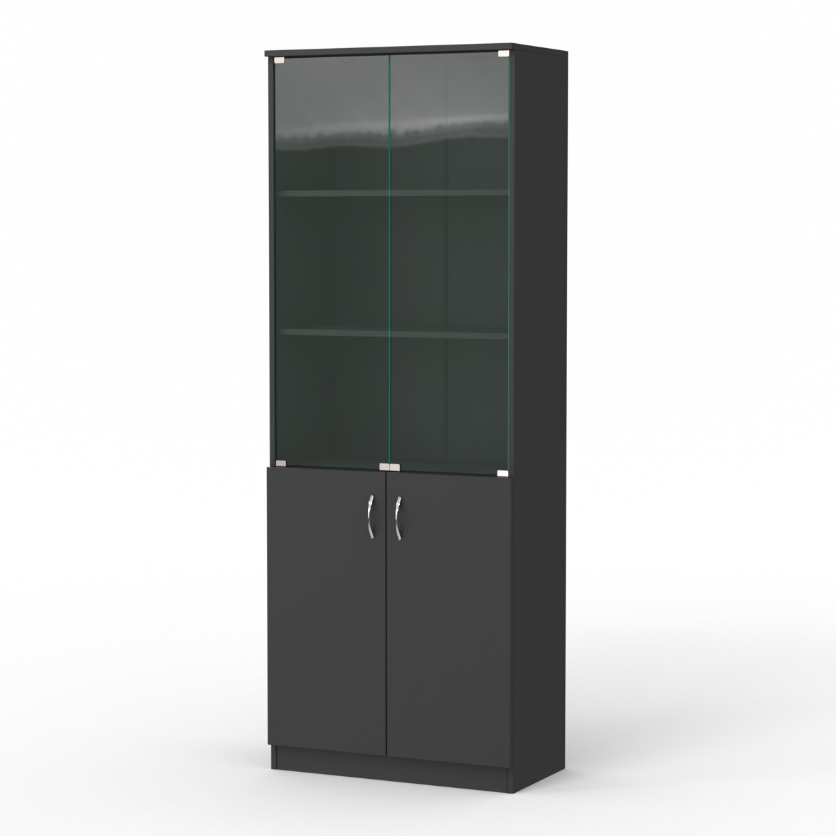 Шкаф офисный со стеклом ШВ-56, Черный. Производитель товара - компания Westcom.