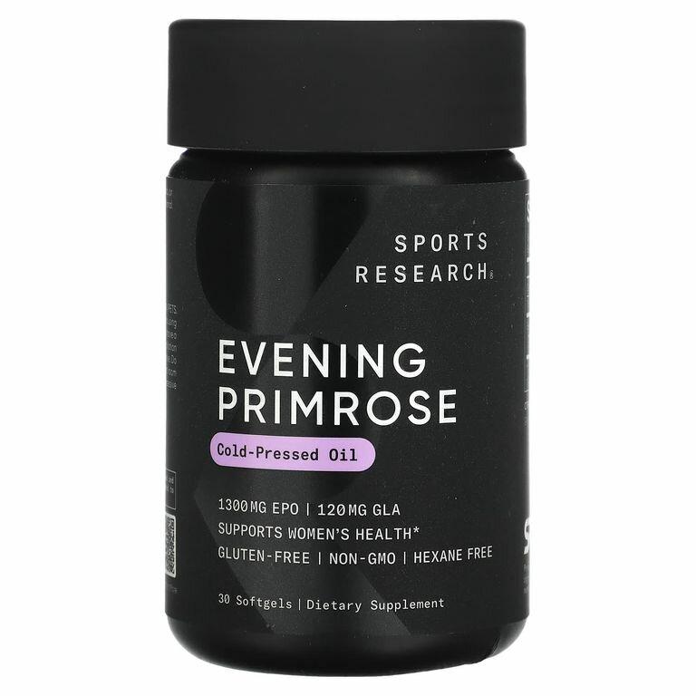 Sports Research, Evening Primrose, масло примулы вечерней, 1300 мг, 30 капсул