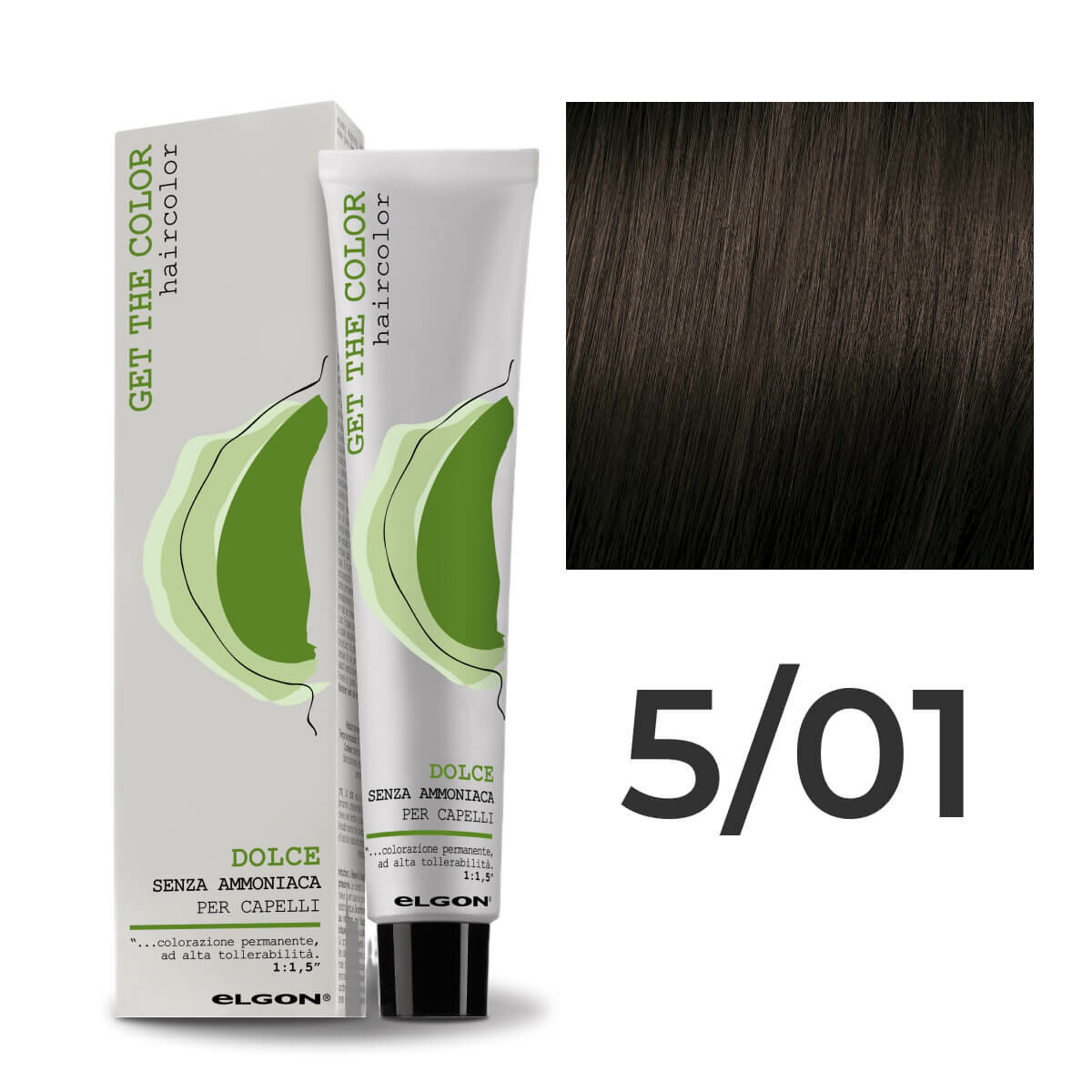 Крем - краска для волос профессиональная Elgon Get the Color Dolce 5/01 Светлый каштановый Натуральный пепельный 100 мл