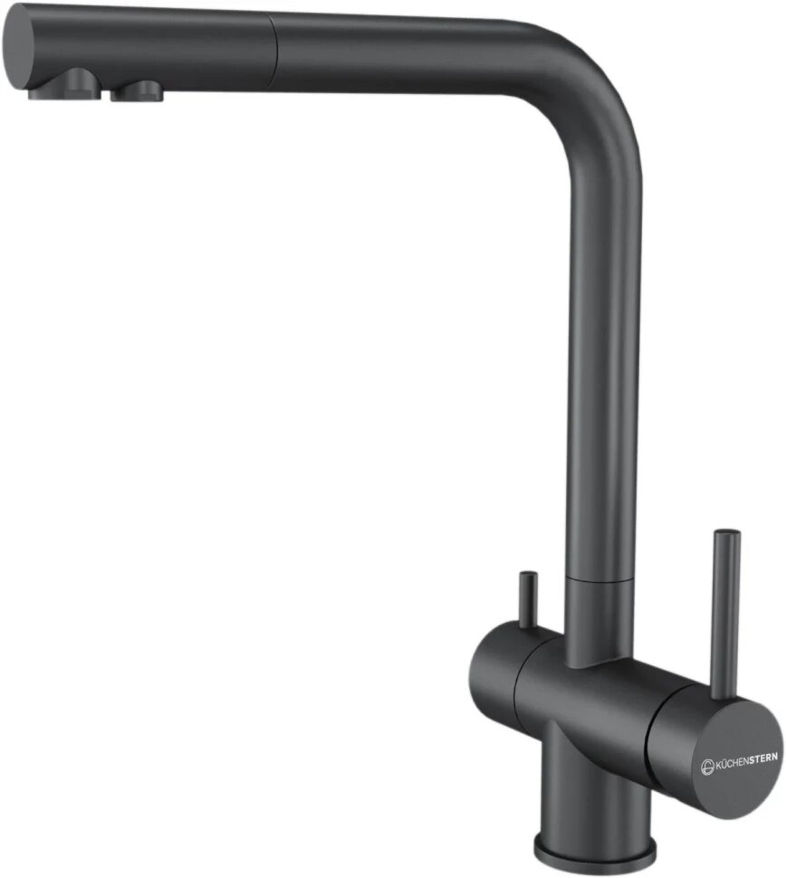 Смеситель для кухни KuchenStern Fokus F 400GM40 CoolStart, с подключением к фильтру, вороненая сталь