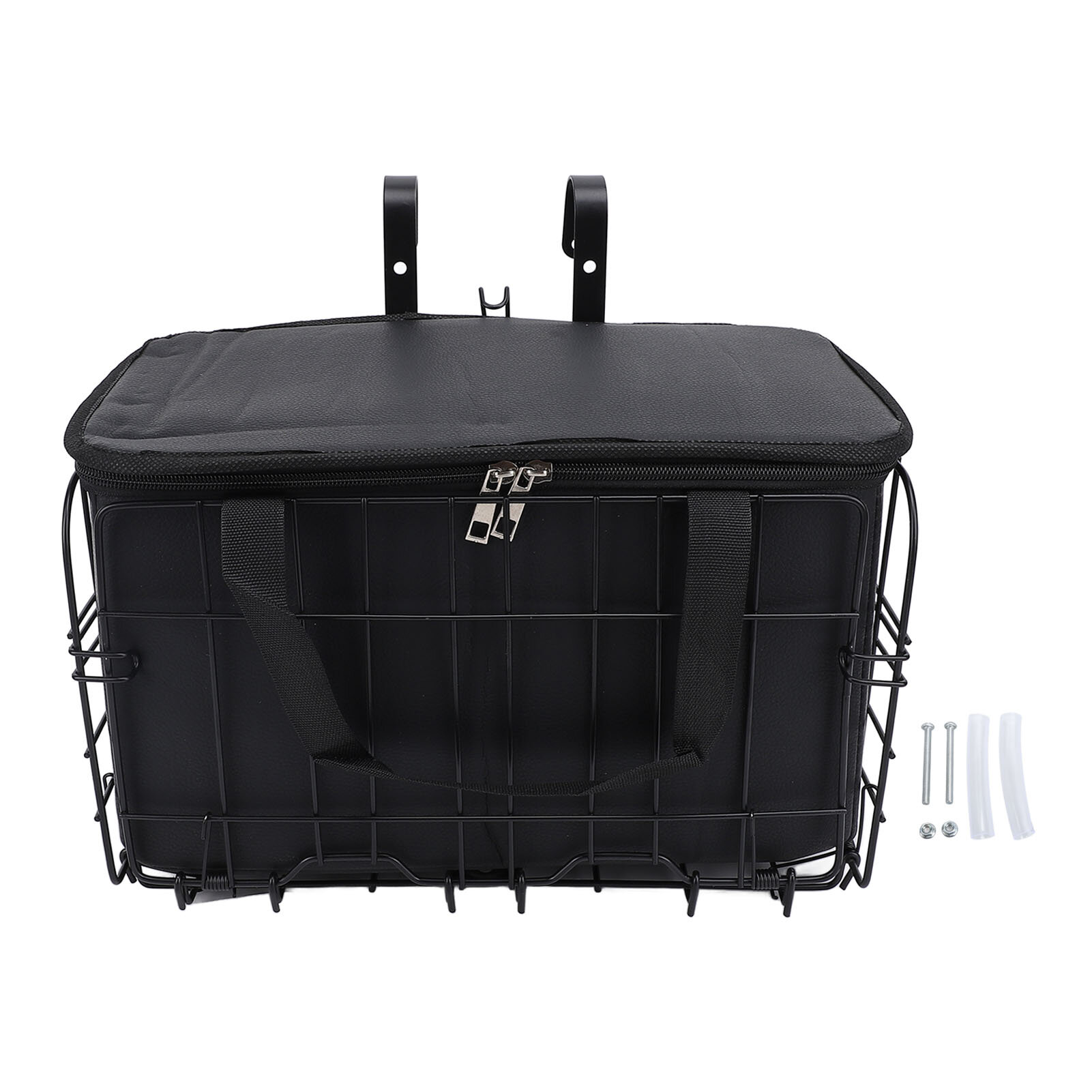 Передняя велосипедная корзина со съемной внутренней сумкой. Большая железная корзина для горного велосипеда, для перевозки домашних животных, фруктов и продуктов. Черная.